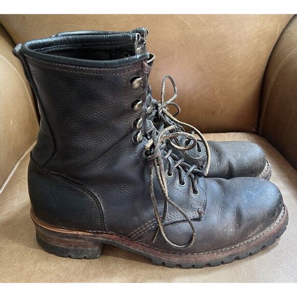 Frye | Shoes | Vintage Mens Frye Boots Distressed Leather Combat Moto ...